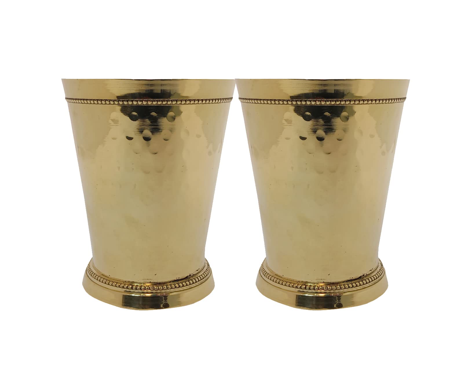 Bona fide 2 pieces brass goblet hammered design,Premium Goblet Champagne Flutes Coupes Wine drinking Glass,tumbler cups for water juice milk beer ice tea set of 2 pieces brass chalice cup 360 ml each