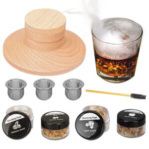 cocktail smoker - old fashioned chimney drink smoked set for cocktails,wine, whiskey, & bourbon, dried fruits, salt and more - smoking glass cloche accessories