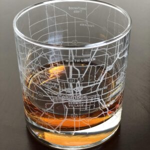 Rocks Whiskey Old Fashioned 11oz Glass Urban City Map Columbus Ohio