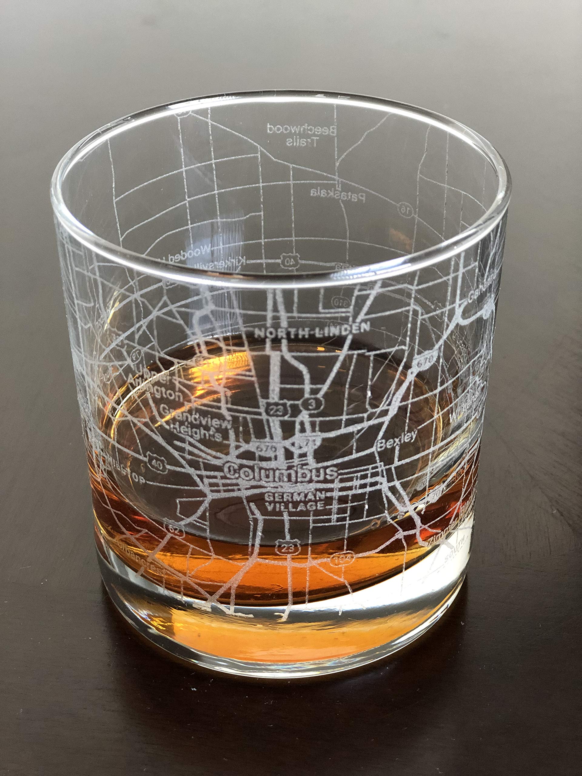 Rocks Whiskey Old Fashioned 11oz Glass Urban City Map Columbus Ohio