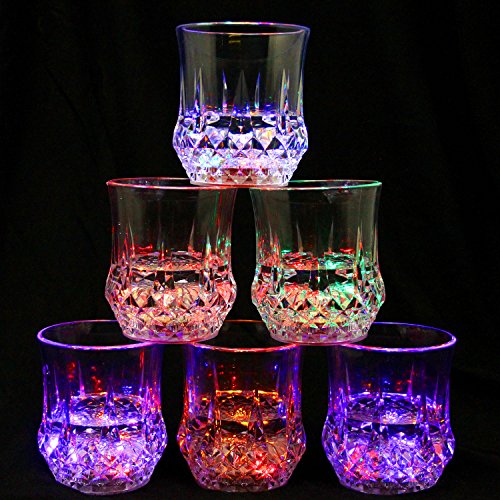 Liquid Activated Multicolor LED Glasses ~ Fun Light Up Drinking Tumblers - 6 oz. - Set of 8