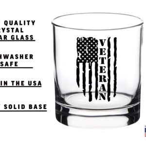 Rogue River Tactical USA Tattered Flag Veteran Old Fashioned Glass Gift For Military Vet