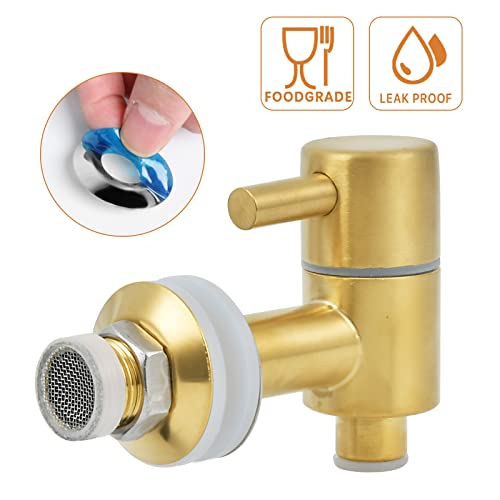 Akamino Spigot for Beverage Dispenser, Stainless Steel Lever Pour Spout Water Dispenser Replacement Faucet for Berkey and Other Gravity Filter Systems,Gold