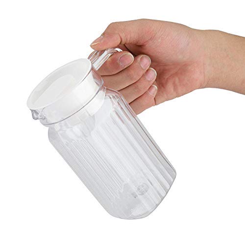 Fdit Acrylic Transparent Juice Bottle Striped Water Ice Cold Juice Jug with Lid great for Homemade Juice & Cold Tea or for Milk Bottles Reusable Drinking Bottles(500ML)