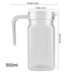 Fdit Acrylic Transparent Juice Bottle Striped Water Ice Cold Juice Jug with Lid great for Homemade Juice & Cold Tea or for Milk Bottles Reusable Drinking Bottles(500ML)