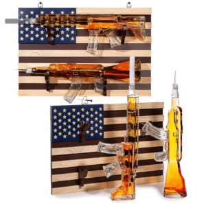 2 gun whiskey decanters set ar15 and ak47 gun decanter 1000ml american flag wall rack by the wine savant - veteran gifts, gun lover gifts, tik tok gun decanter, military gifts