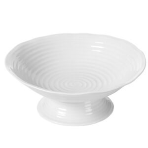 Portmeirion Sophie Conran White Footed Comport | 9 Inch Fruit Bowl for Serving Berries, Dessert, or Candy | Centerpiece Bowl for Kitchen Counter | Made from Fine Porcelain