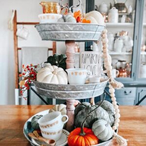 3 Tiered Tray Stand [XL] - Stunning, Extra Large Three Tiered Tray Stand, Farmhouse Tiered Tray, Cookie Display Stand, Metal Serving Tray, Galvanized Tiered Tray for Rustic Party Decor, Pastry Stand