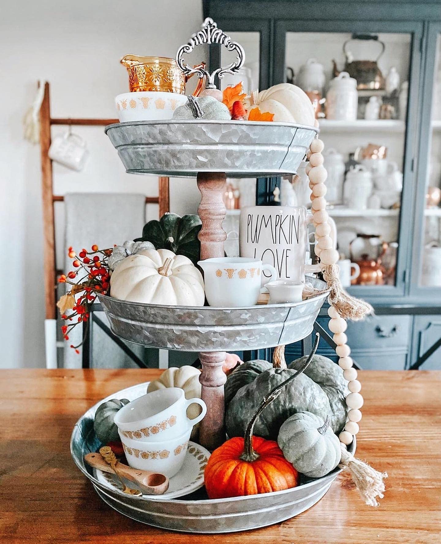 3 Tiered Tray Stand [XL] - Stunning, Extra Large Three Tiered Tray Stand, Farmhouse Tiered Tray, Cookie Display Stand, Metal Serving Tray, Galvanized Tiered Tray for Rustic Party Decor, Pastry Stand