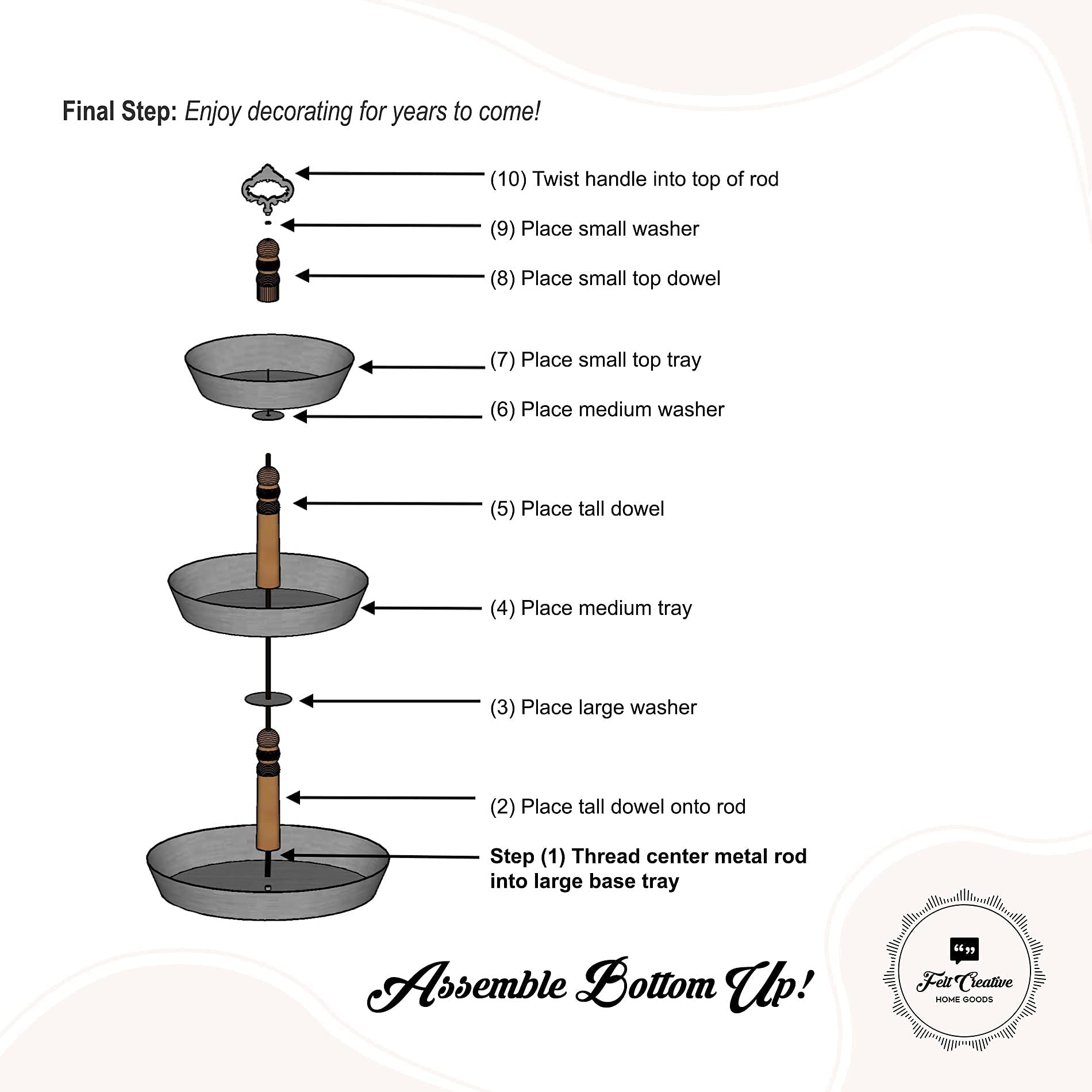 3 Tiered Tray Stand [XL] - Stunning, Extra Large Three Tiered Tray Stand, Farmhouse Tiered Tray, Cookie Display Stand, Metal Serving Tray, Galvanized Tiered Tray for Rustic Party Decor, Pastry Stand