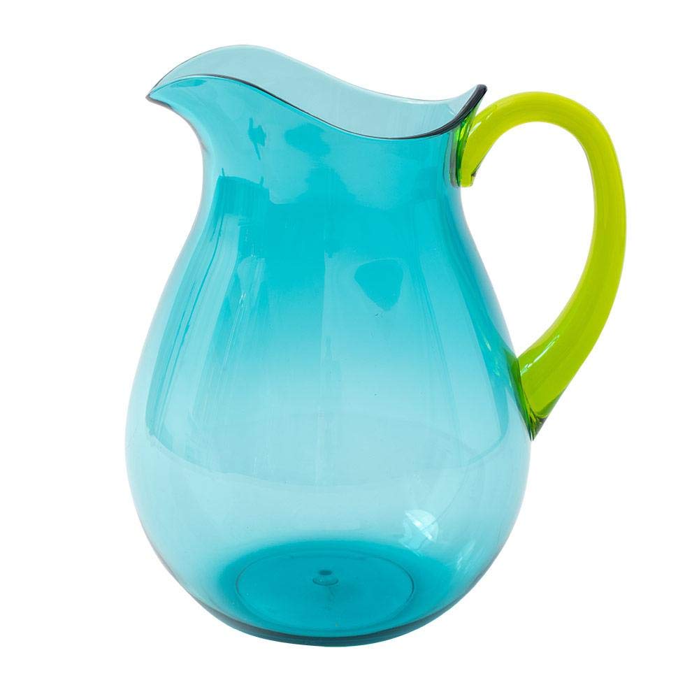 Caspari Acrylic Pitcher in Turquoise with Green Handle - 1 Each