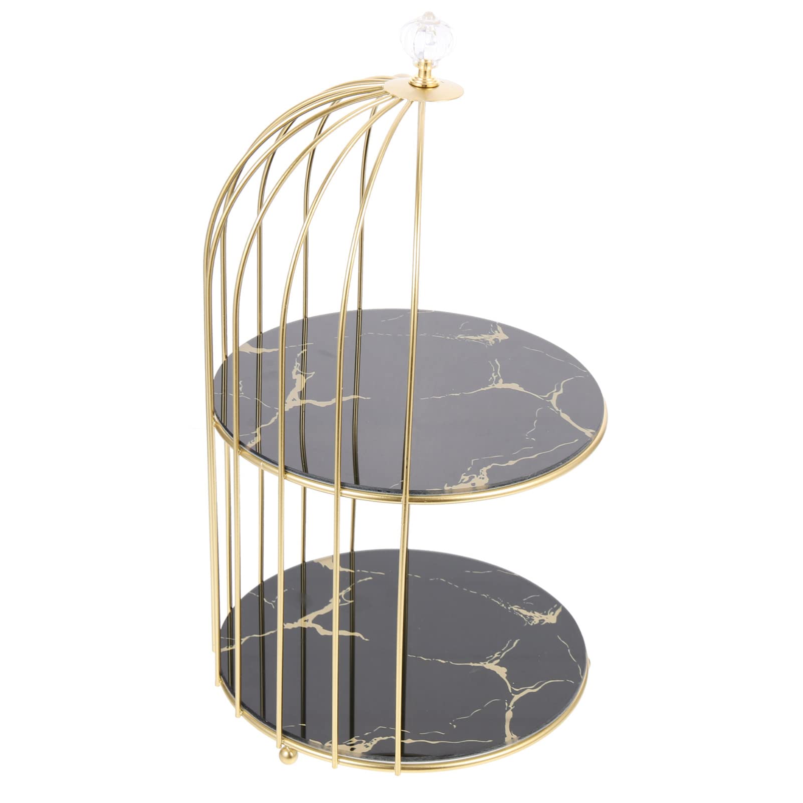 Beavorty 2- Tier Cake Stands with Bird Cage Shaped, Metal Cupcake Stand Birdcage Design Cake Holder Dessert Serving Platter Tray for Wedding Birthday Party Dessert Fruits Display Golden