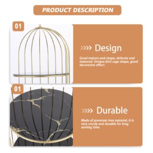 Beavorty 2- Tier Cake Stands with Bird Cage Shaped, Metal Cupcake Stand Birdcage Design Cake Holder Dessert Serving Platter Tray for Wedding Birthday Party Dessert Fruits Display Golden