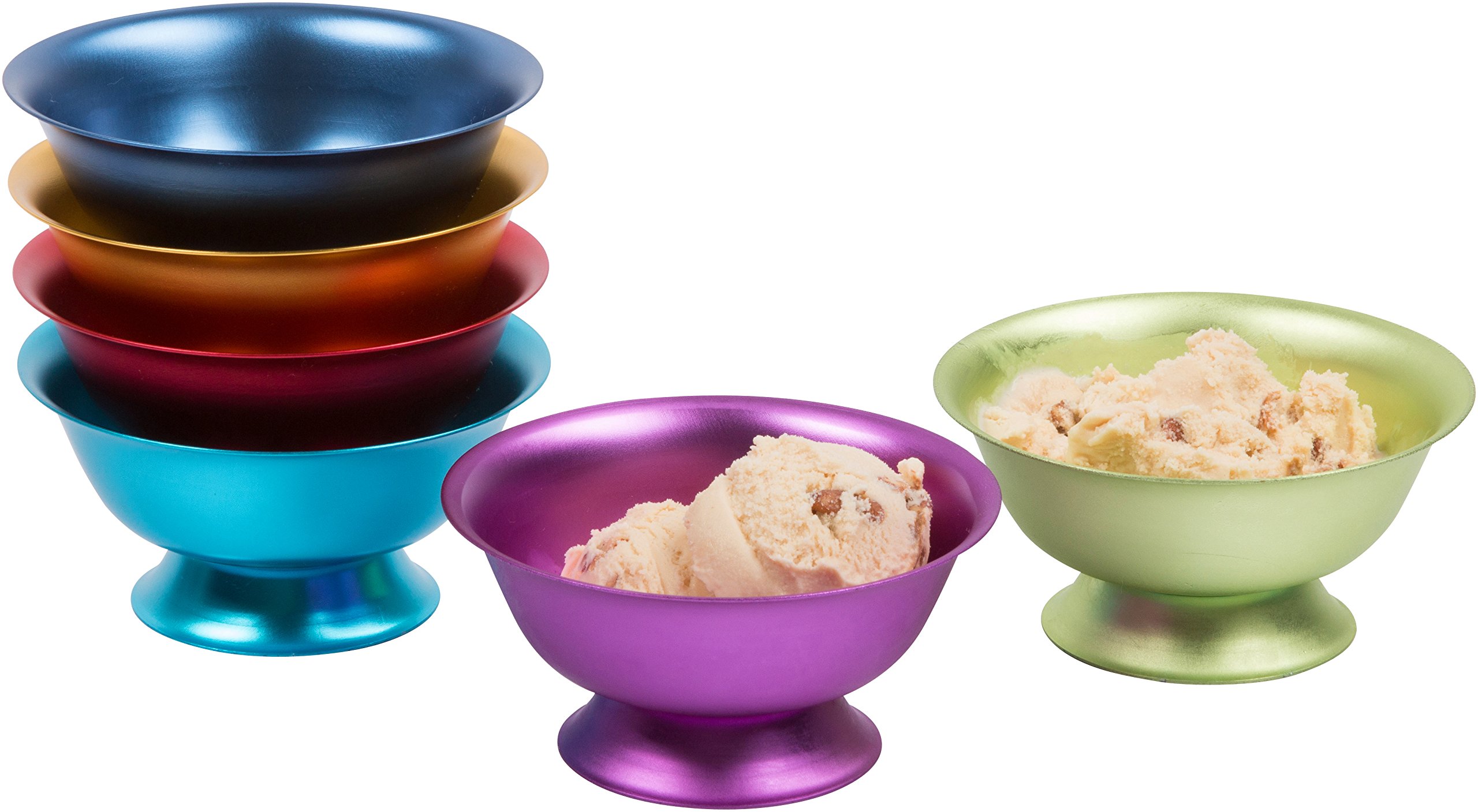 Trademark Innovations 5 oz. Retro Aluminum Bowls Set of 6 (Assorted Colors)