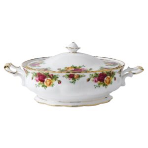 royal albert old country roses covered vegetable bowl, 50 oz, multi