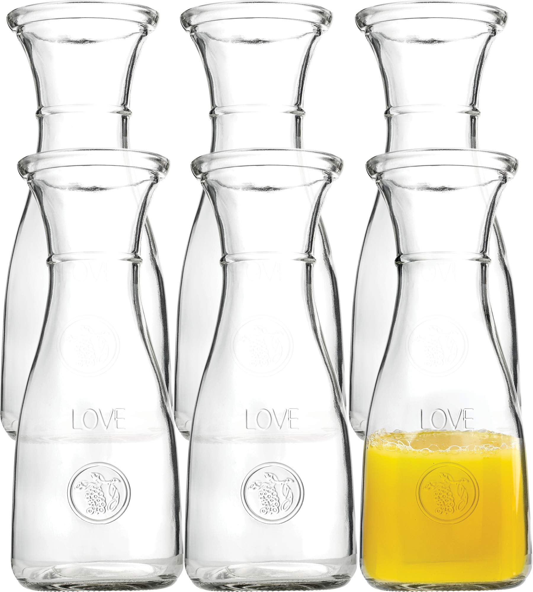 Kitchen Lux Carafe Pitcher Glass Set - Glass Water Pitcher & Water Carafe - Love Elegant Wine Decanter & Mimosa Bar Set - Easy Grip Neck & Wide Mouth for Pouring