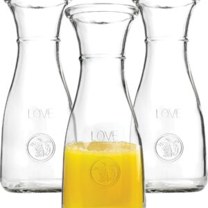 Kitchen Lux Carafe Pitcher Glass Set - Glass Water Pitcher & Water Carafe - Love Elegant Wine Decanter & Mimosa Bar Set - Easy Grip Neck & Wide Mouth for Pouring