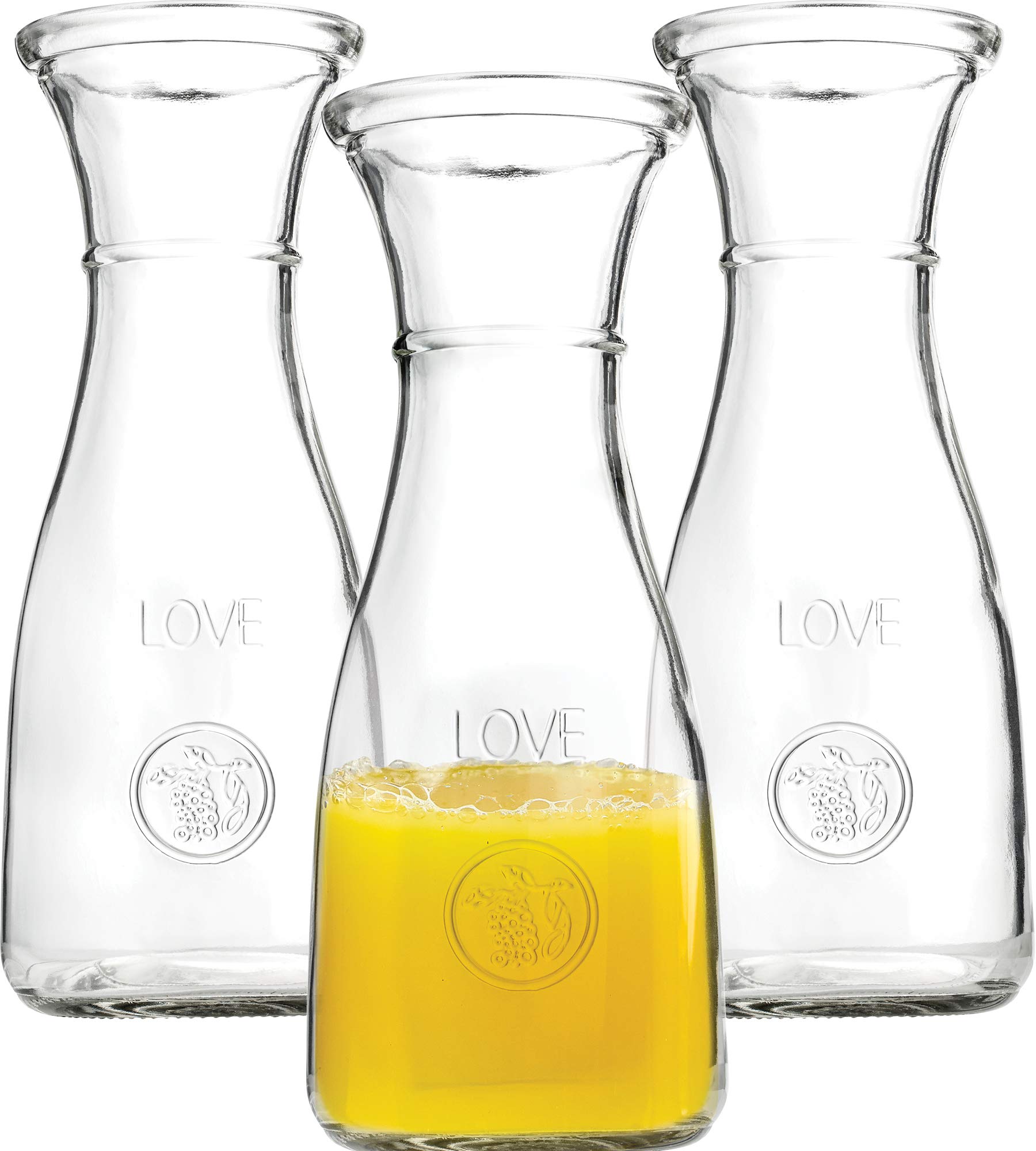 Kitchen Lux Carafe Pitcher Glass Set - Glass Water Pitcher & Water Carafe - Love Elegant Wine Decanter & Mimosa Bar Set - Easy Grip Neck & Wide Mouth for Pouring