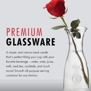 Kitchen Lux Carafe Pitcher Glass Set - Glass Water Pitcher & Water Carafe - Love Elegant Wine Decanter & Mimosa Bar Set - Easy Grip Neck & Wide Mouth for Pouring