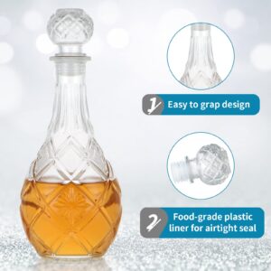 MDLUU Glass Decanter with Airtight Stopper, 1000ML/33.8OZ Liquor Decanter Bottle for Wine, Whiskey, Brandy, Vodka (Round Diamond)