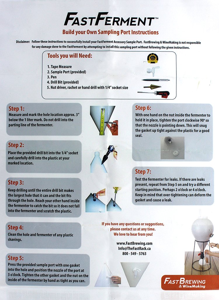 Fastferment Sampling Port Kit - Includes Spigot & Drill Bit