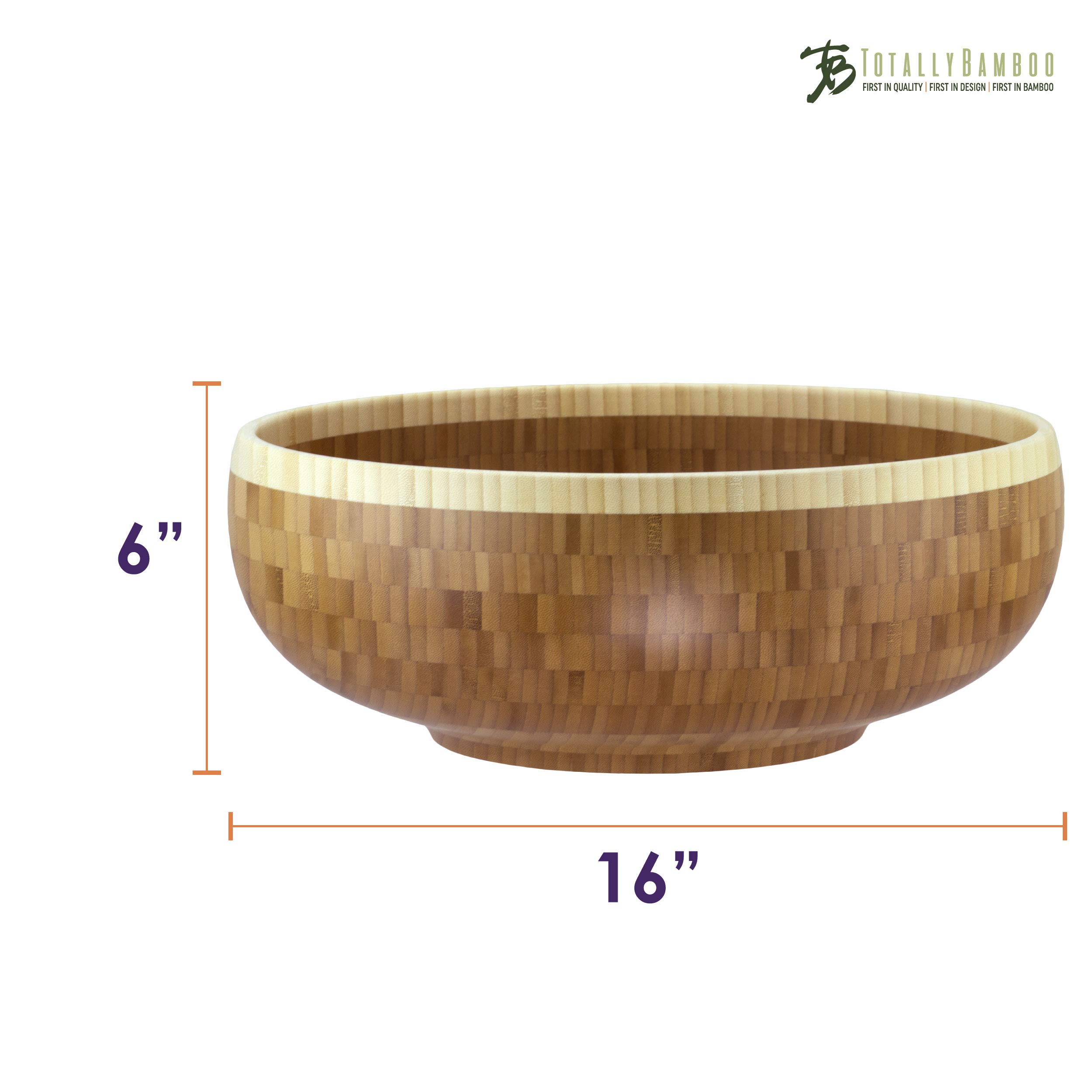 Totally Bamboo Classic Extra-Large Bamboo Serving Bowl, 16" x 16" x 6"