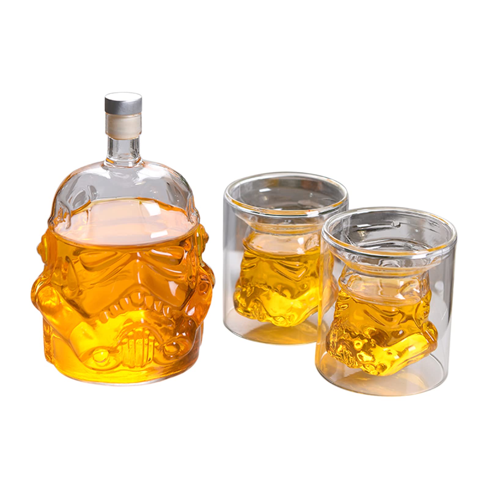 BestAlice Transparent Creative Whisky Decanter, 750ml Whiskey Decanter set with 2 Glasses, Whisky Carafe Clear Glass Flask Carefe Personalized Decanter Gifts for Bourbon Scotch Whisky Cognac or Wine