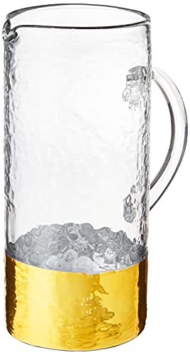 Mud Pie GOLD HAMMERED GLASS PITCHER, 51 oz