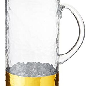 Mud Pie GOLD HAMMERED GLASS PITCHER, 51 oz