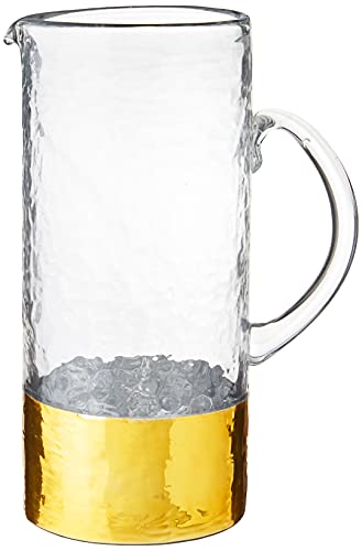 Mud Pie GOLD HAMMERED GLASS PITCHER, 51 oz