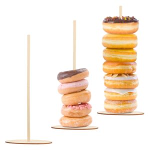 INOOMP 3pcs Display Stand Wood Wood Donut Stand Bar Wooden Donut Bagels Display Stand Holder Reusable Rustic Doughnut Board Holder for Baby Showersfor Wedding Birthday Treat Parties