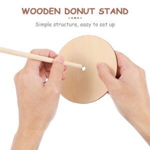 INOOMP 3pcs Display Stand Wood Wood Donut Stand Bar Wooden Donut Bagels Display Stand Holder Reusable Rustic Doughnut Board Holder for Baby Showersfor Wedding Birthday Treat Parties