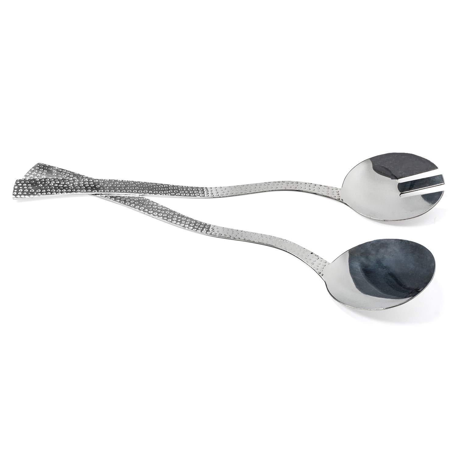 Colleta Home Hammered Stainless Steel Serving Utensils - Salad Spoons - Salad Servers