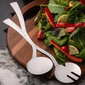 Colleta Home Hammered Stainless Steel Serving Utensils - Salad Spoons - Salad Servers