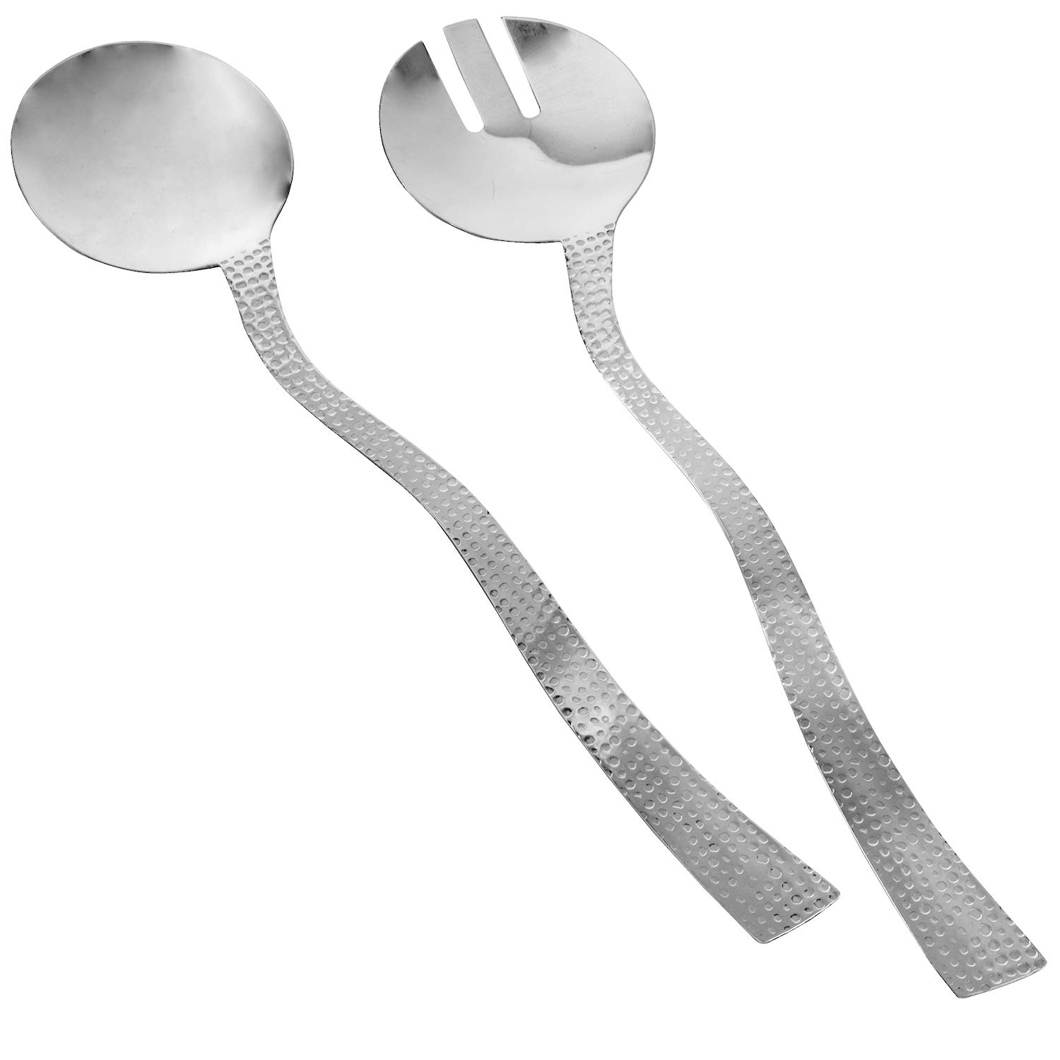 Colleta Home Hammered Stainless Steel Serving Utensils - Salad Spoons - Salad Servers