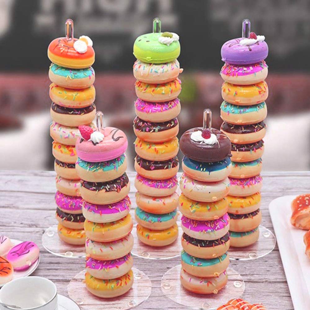 NA 3Pcs Acrylic Donut Stands, Bagel Stand, Clear Dessert Cake Display, Doughnut Holder Tower for Wedding, Baby Shower, Birthday Parties, Sweet Tables (12 Inch, Round)