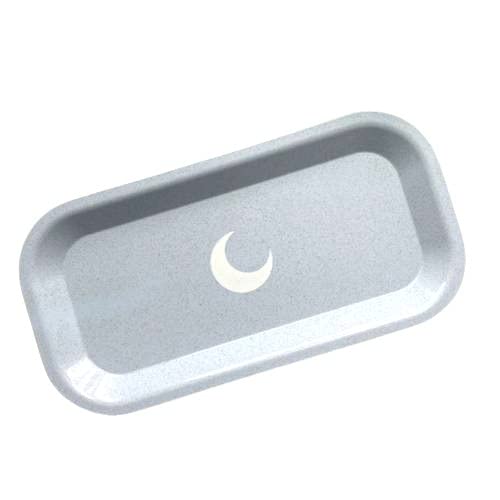 Brando Moon Small Rolling Tray - Blue Lightweight Plant Based Tray - Made from Plants - Low Carbon Kitchen Tool - Curved Edges and Smooth Surface - Travel Size 8 x 4.1 inches