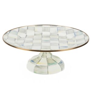 mackenzie-childs sterling check enamel pedestal platter - small