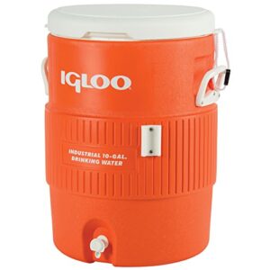 igloo seat top beverage dispenser, orange/white, 10 gallon