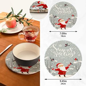 ALAZA Merry Christmas Snow Season's Gieeting Trivets for Hot Dishes 2 Pcs,Hot Pad for Kitchen,Trivets for Hot Pots and Pans,Large Coasters Cotton Mat Cooking Potholder Set