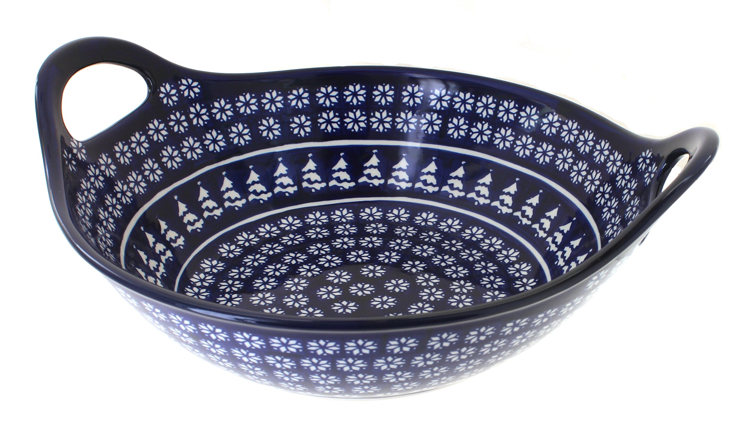 Blue Rose Polish Pottery Winter Nights Deep Bowl with Handles