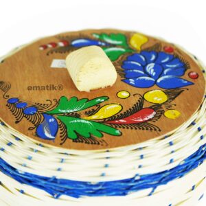 Tortilla Warmer Tortillero de Mimbre Traditional Wicker Made in Mexico Traditional Handmade Styrofoam Hand painted Floral (BLUE)