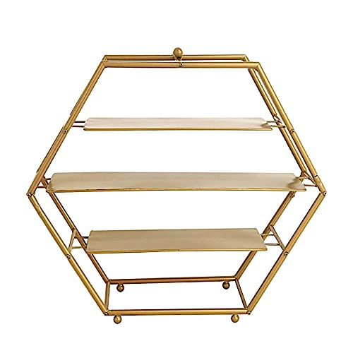 BalsaCircle 21-Inch Tall Gold 3 Tier Metal Hexagonal Cupcake Holder Dessert Display Stand Wedding Party Events Decorations Supplies