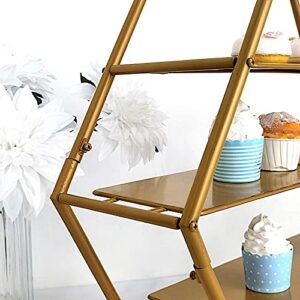 BalsaCircle 21-Inch Tall Gold 3 Tier Metal Hexagonal Cupcake Holder Dessert Display Stand Wedding Party Events Decorations Supplies