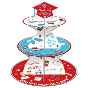 nurse party supplies,nurse graduation cupcake stand 3 tier cupcake stand birthday dessert display stand formedical rn themed party nursing school party supplies (nurse)