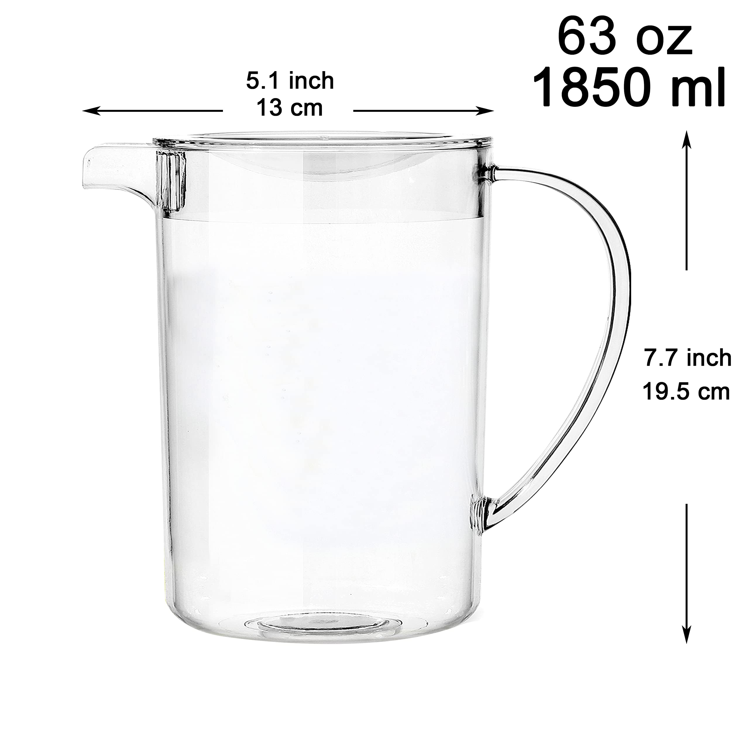 Youngever 2 Quarts Plastic Pitcher With Lid, Clear Wide Plastic Pitcher Great for Iced Tea, Sangria, Lemonade, and More