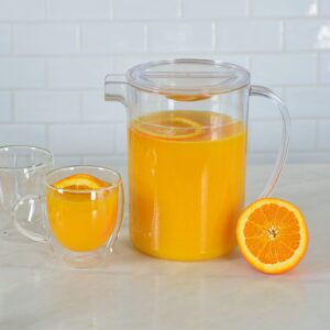 Youngever 2 Quarts Plastic Pitcher With Lid, Clear Wide Plastic Pitcher Great for Iced Tea, Sangria, Lemonade, and More