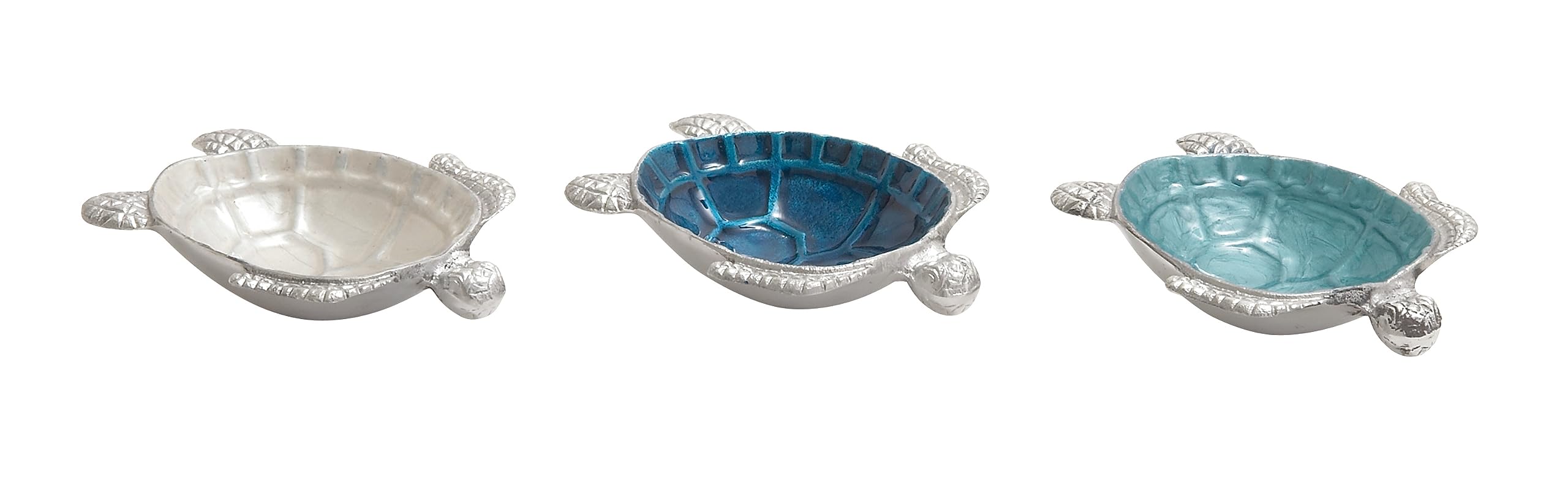 Deco 79 Aluminum Turtle Serving Bowl, Set of 3 8"W, 2"H, Silver