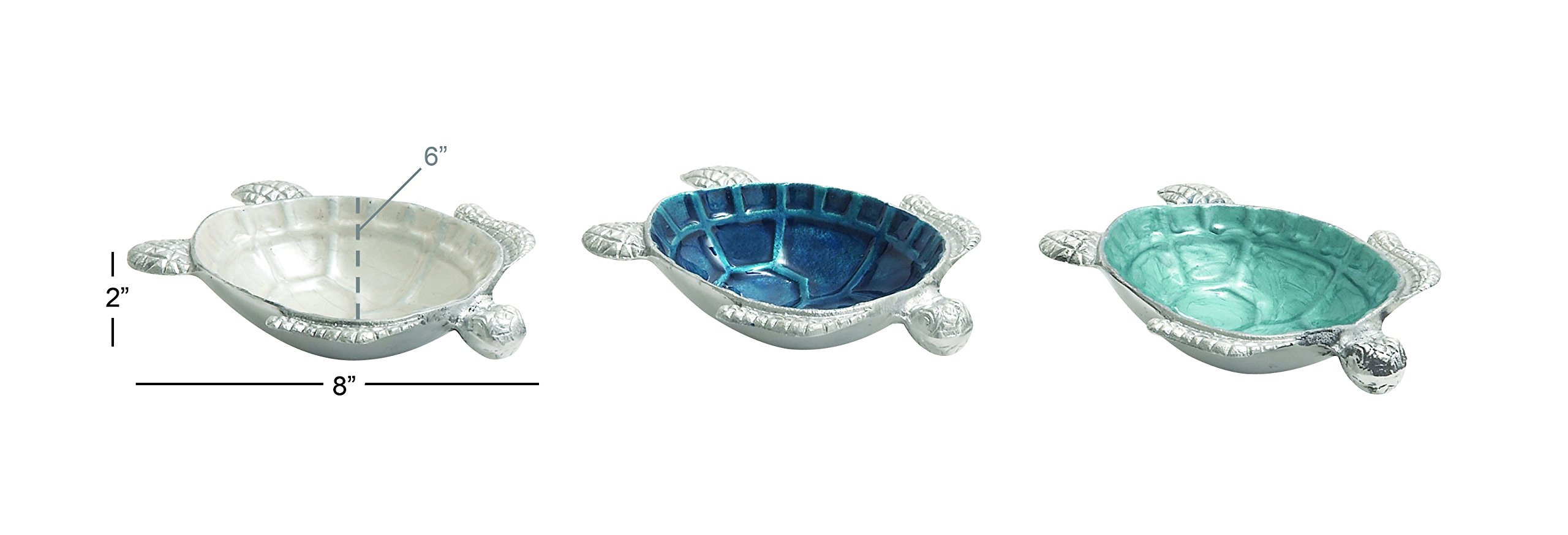 Deco 79 Aluminum Turtle Serving Bowl, Set of 3 8"W, 2"H, Silver