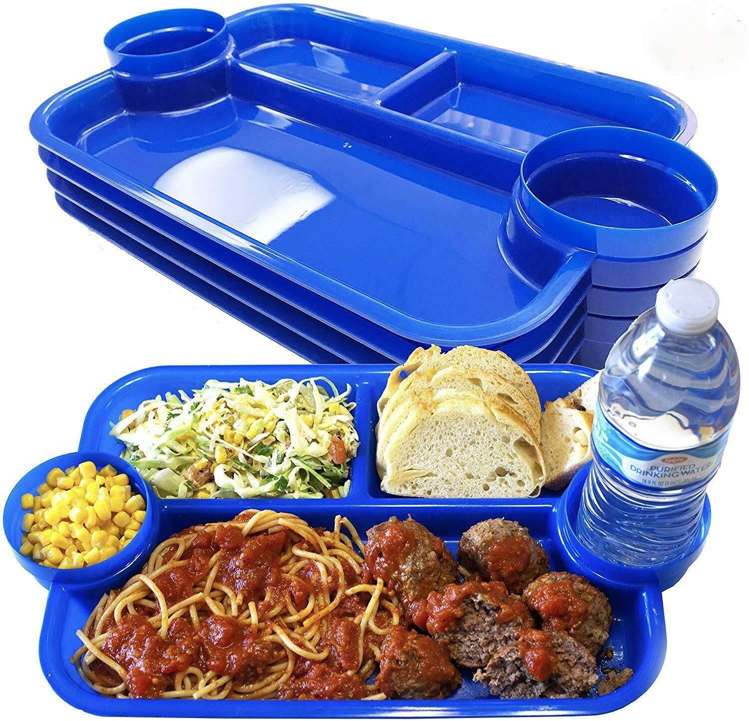 The Party Dipper - Kids and Adults Party Plate Serving Tray Innovative Multi-Use Versatile Convenient for a Party, Events, Catering, School, Home - Made in USA (Pack of 4 Blue)